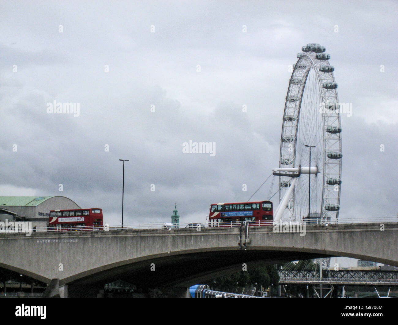 London Eye Bridge Double Deck Buses Stock Photo - Alamy