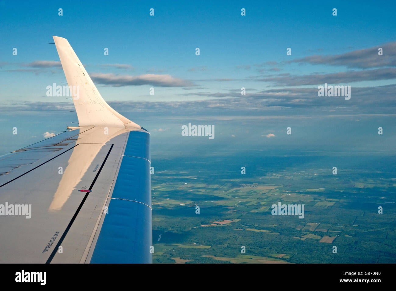 view from airplane window of wing and countryside Stock Photo - Alamy