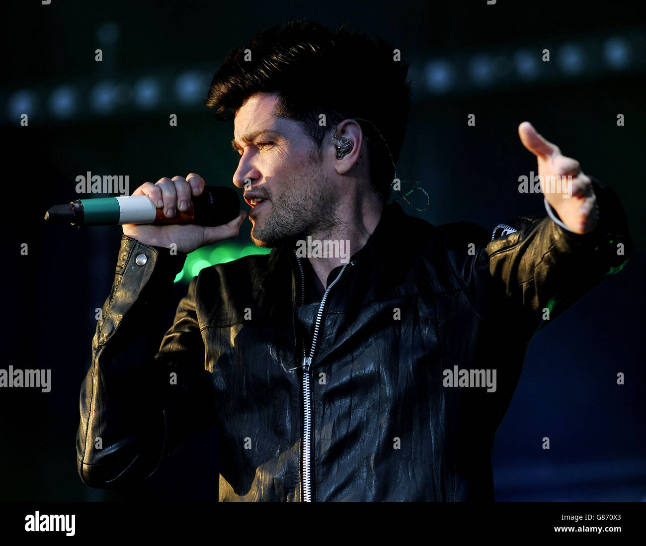 Danny O'Donoghue of The Script performs on the Virgin Media stage ...