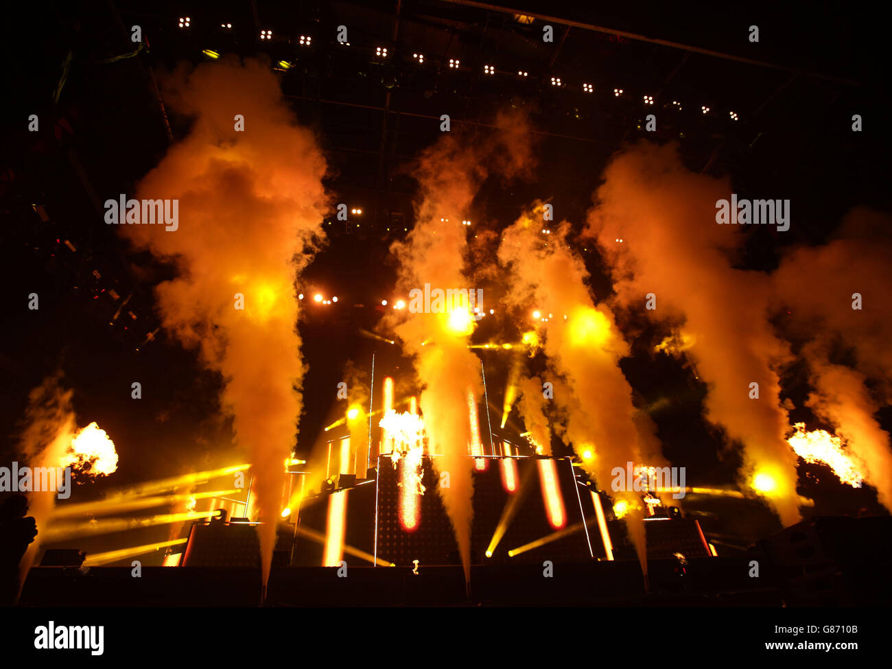 Calvin Harris performing on the Virgin Media Stage, during the V ...