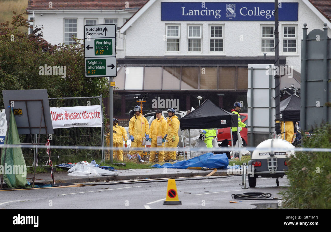 Investigations continue at the scene of the Shoreham air disaster in ...
