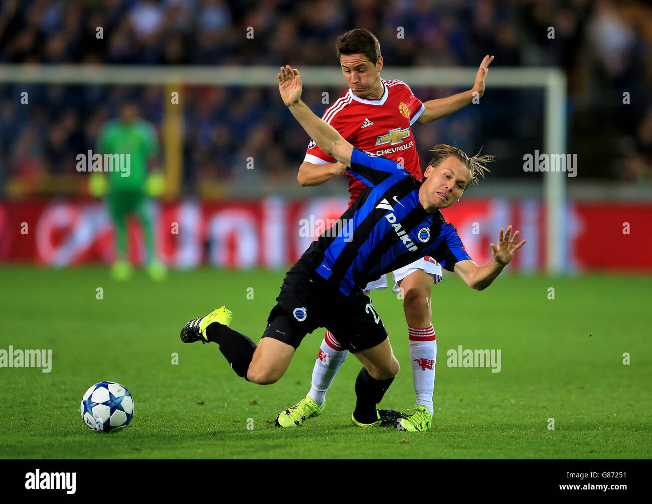 Manchester United's Ander Herrera (left) and Club Brugge's Ruud Vormer ...