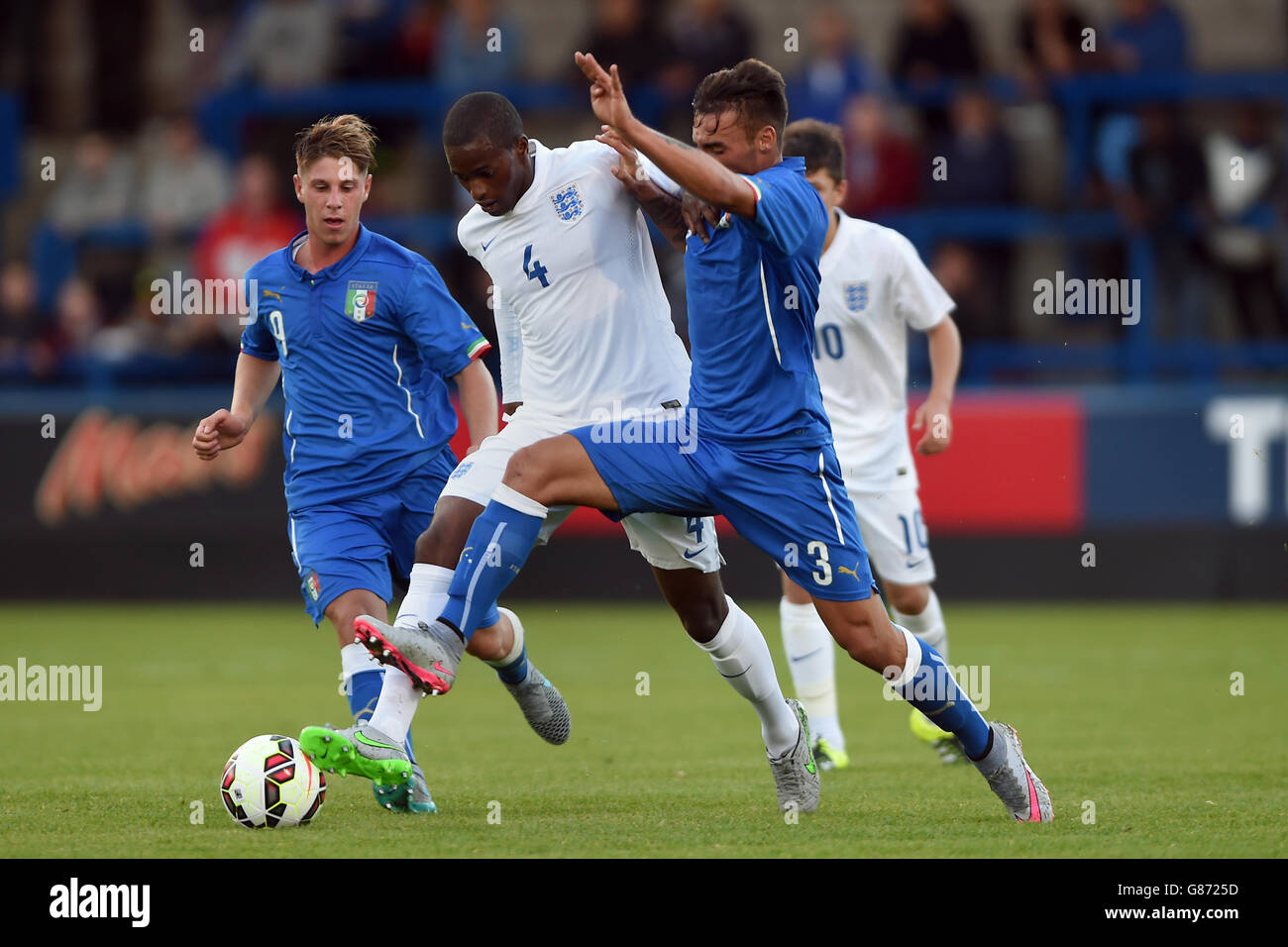 England's Sadou Diallo (left) and Italy's Edoardo Bianchi (right ...