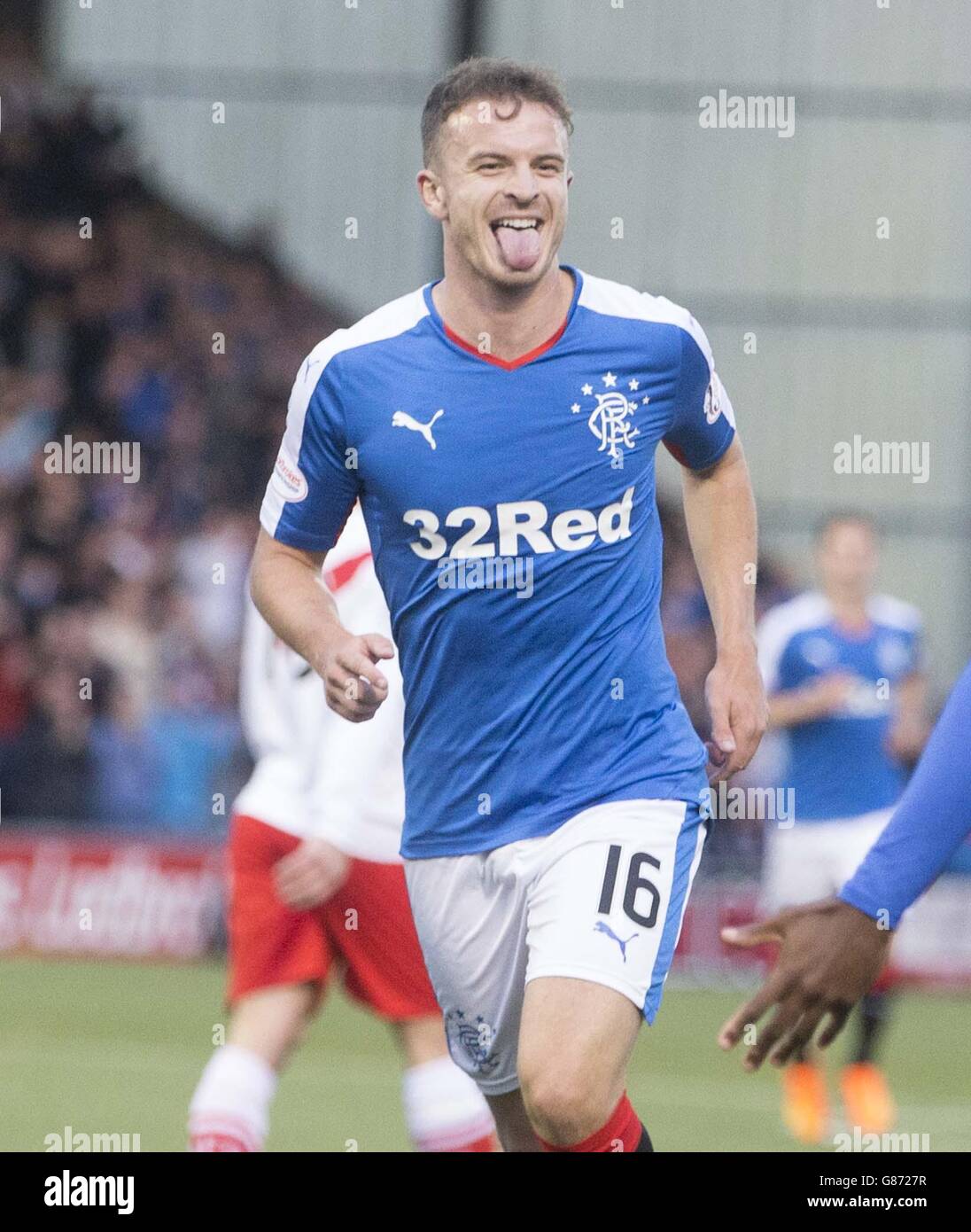 Rangers Andy Halliday celebrates his goal during the second round of ...