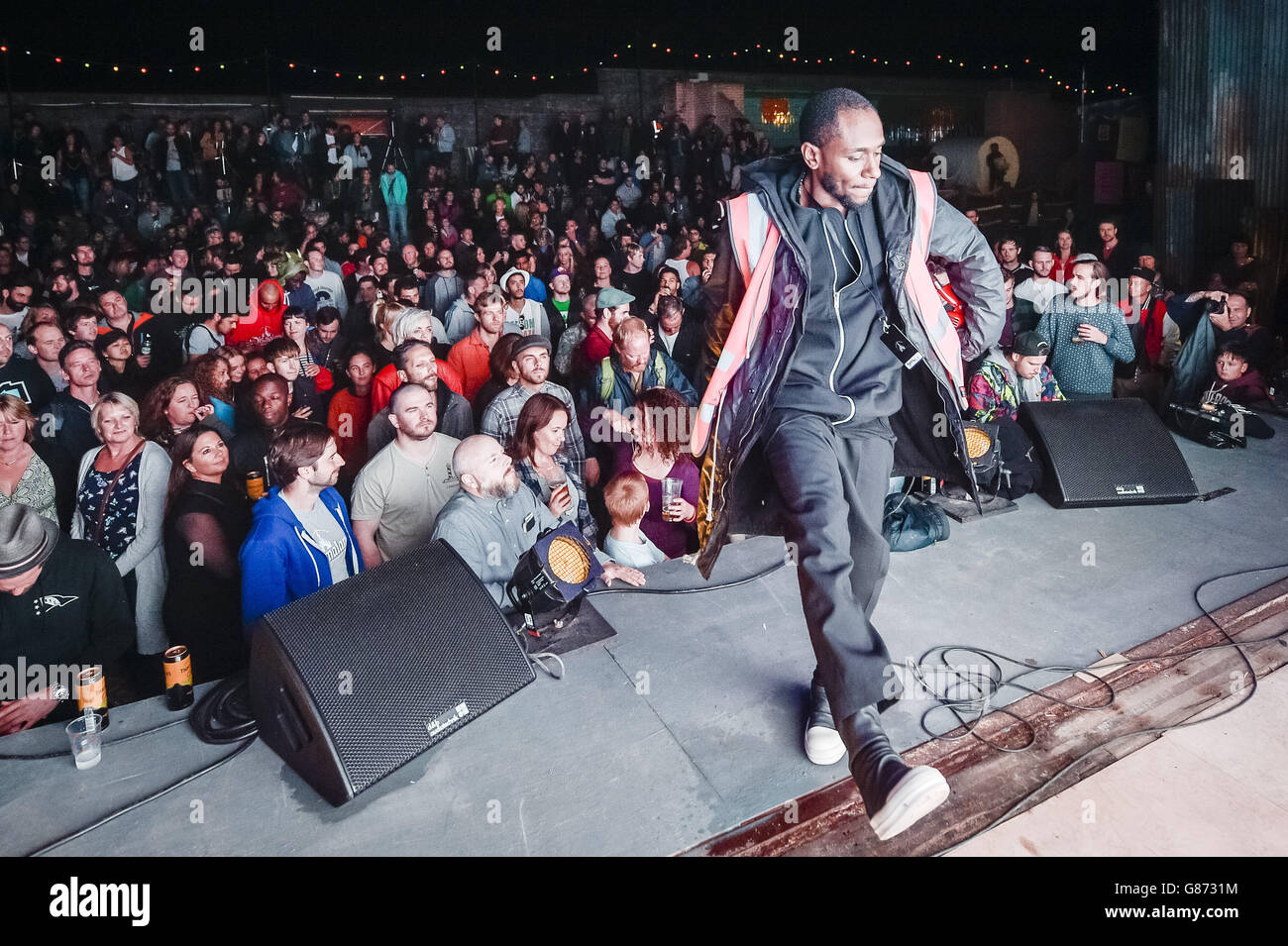 Mos Def performs on stage during the first live music event at Banksy's ...