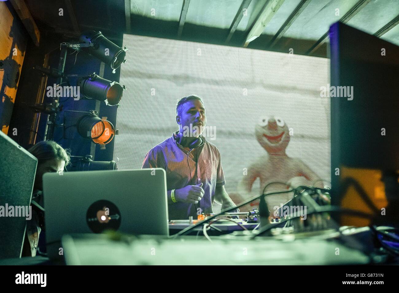 Dj Yoda performs on stage during the first live music event at Banksy's ...