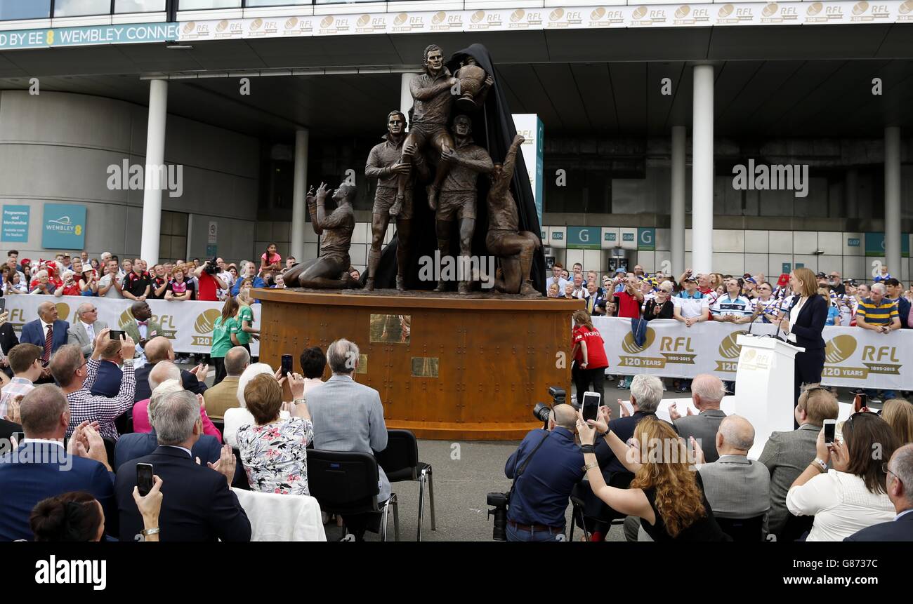 The statue of Rugby League legends Martin Offiah, Alex Murphy, Billy ...