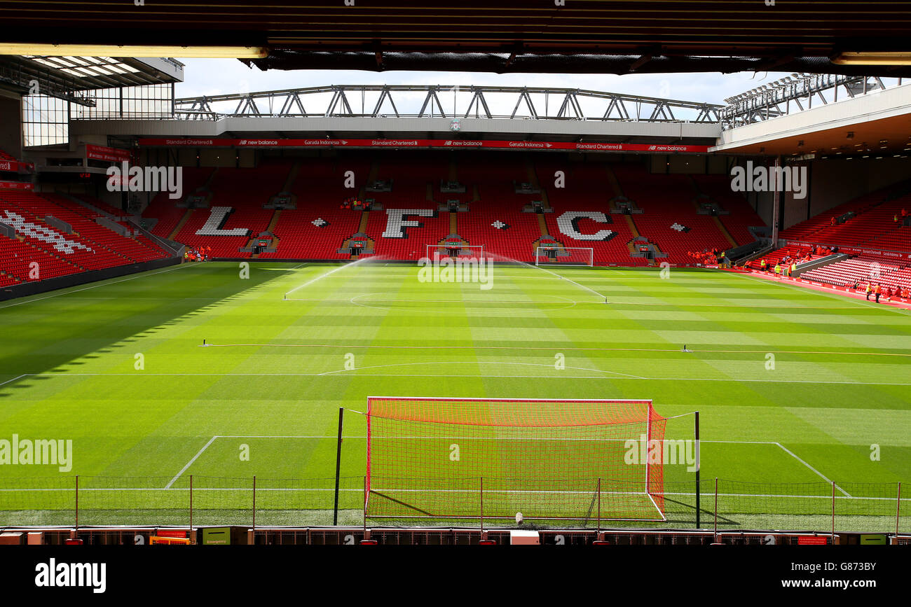 A view of Anfield, home of Liverpool FC before the Barclays Premier ...