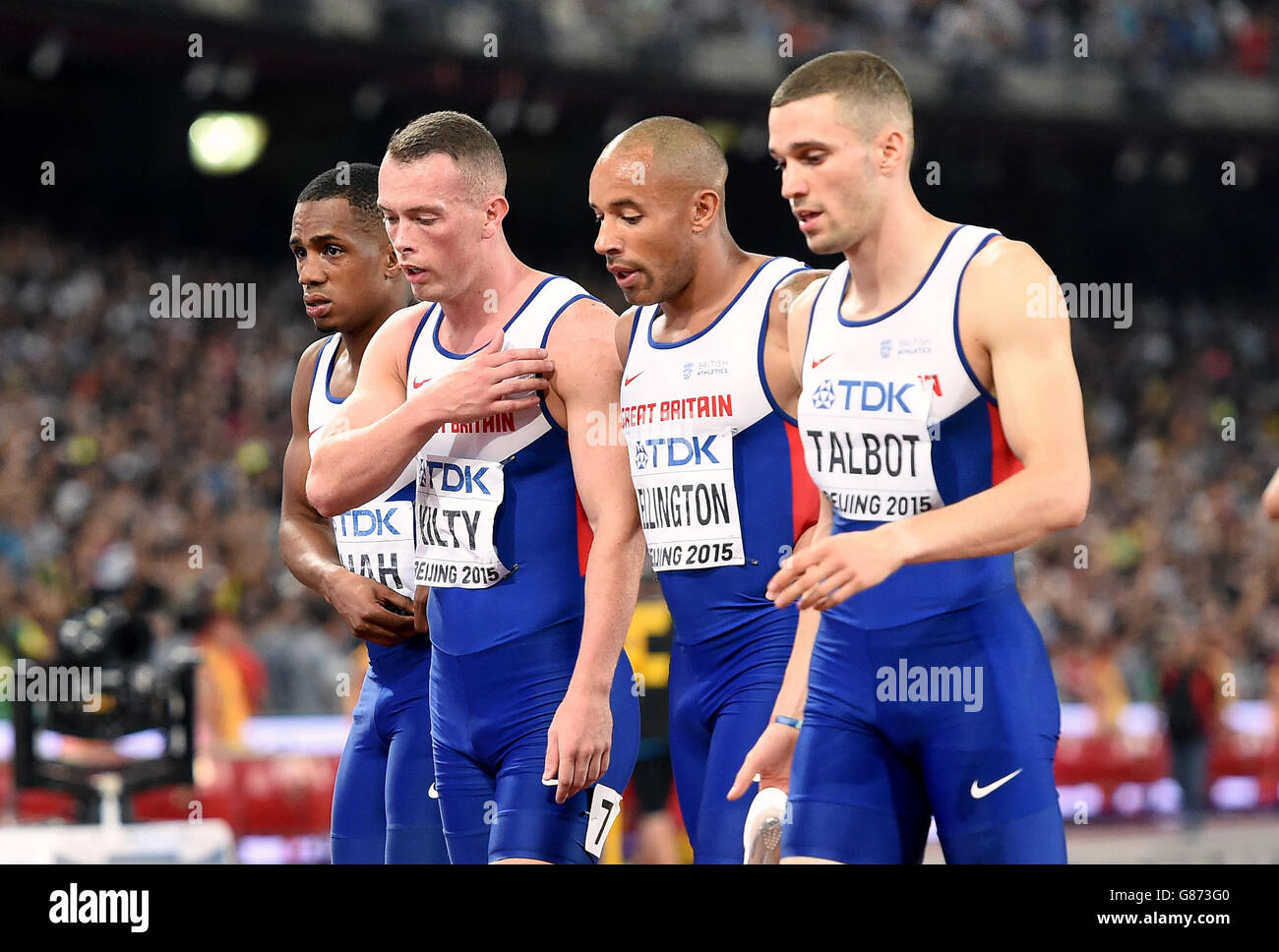 Great Britain's Mens 4x100m relay team of Richard Kilty (second left ...