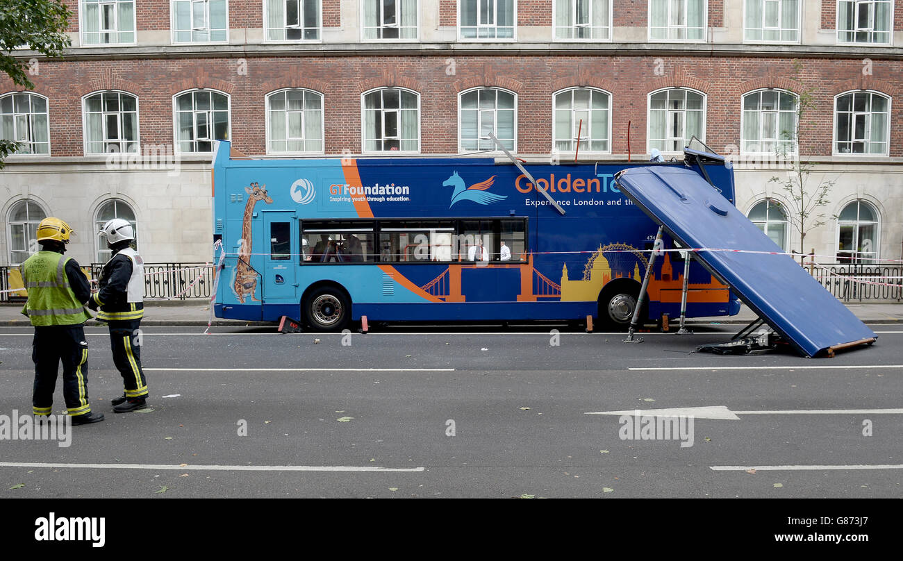 Emergency services attend the scene after a double decker bus had its ...