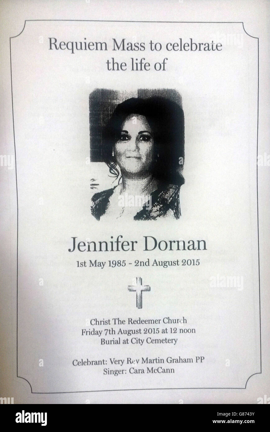 An order of service for the funeral of Jennifer Dornan at Christ the ...