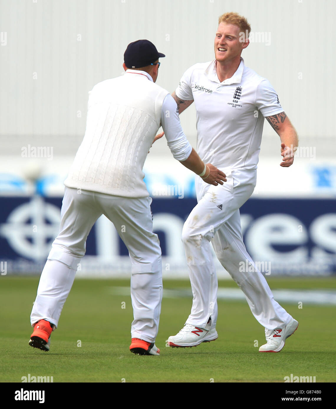 England's Ben Stokes celebrates taking the wicket of Australia's Shaun ...