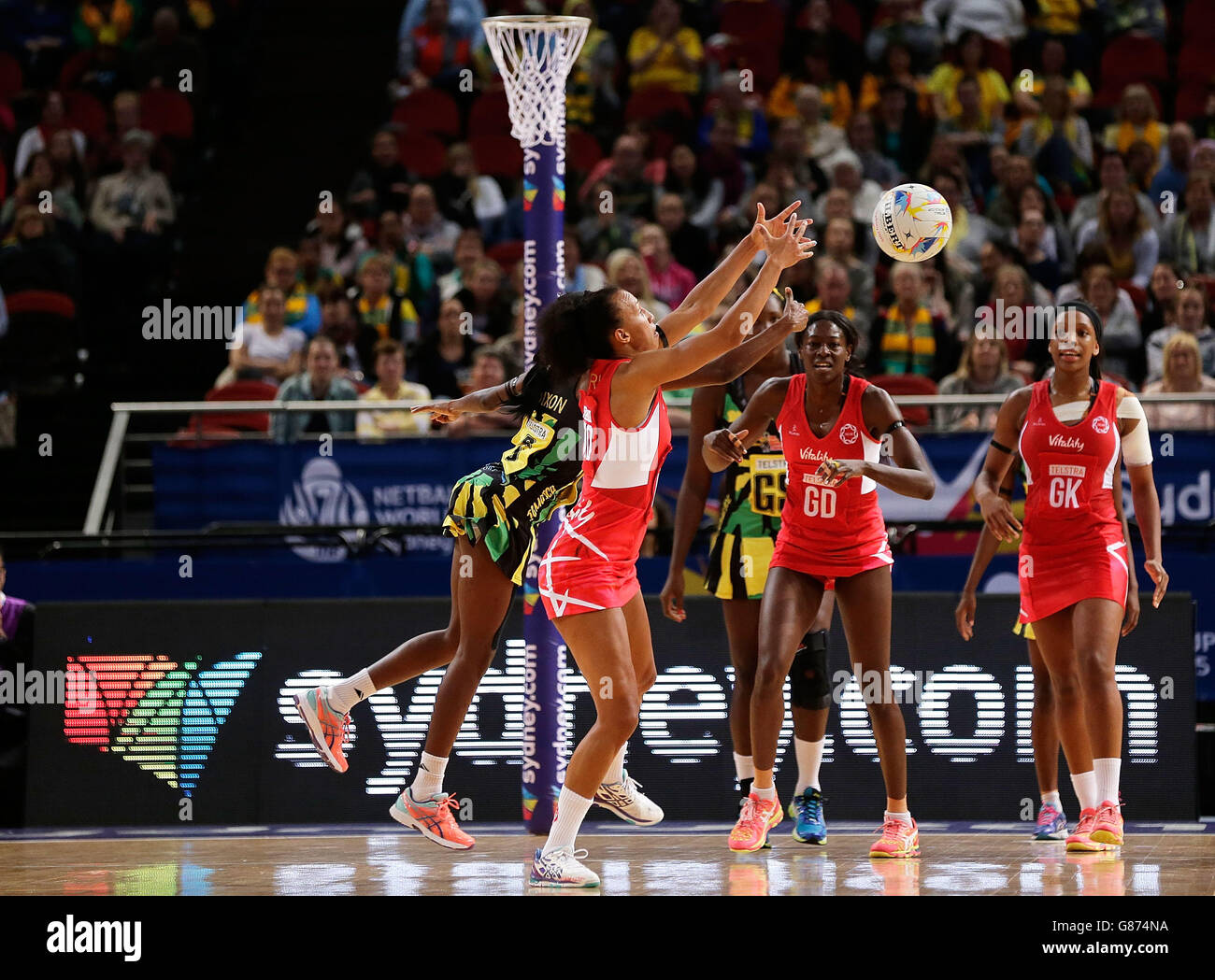 England's Serena Guthrie and Jamaica's Nicole Dixon compete for the ...