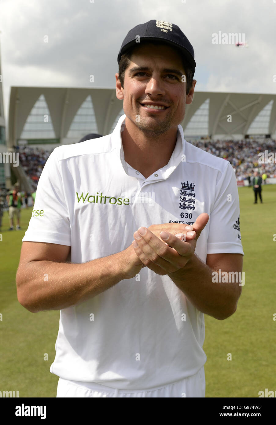 England's Alastair Cook celebrates during the lap of honour after ...