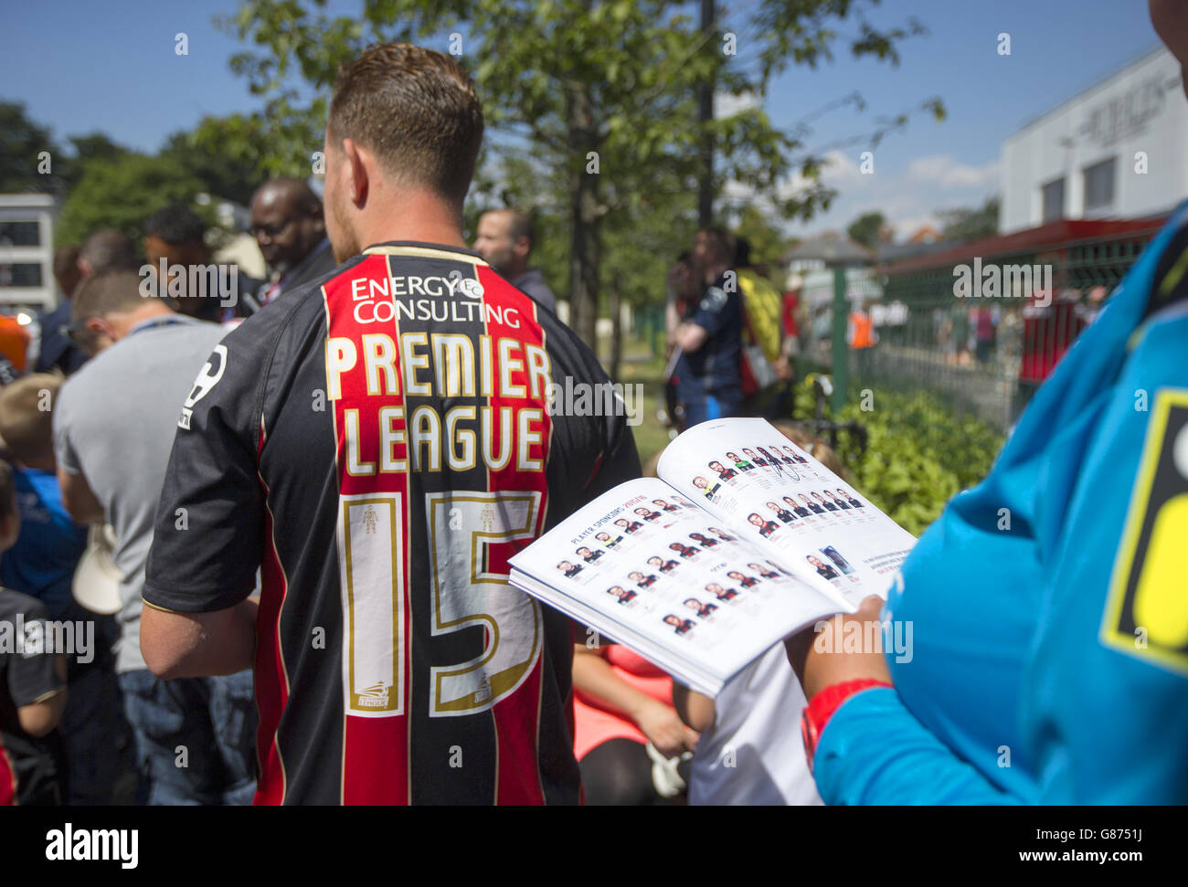 A Bournemouth fan wears his team's shirt with 'Premier League 15 ...
