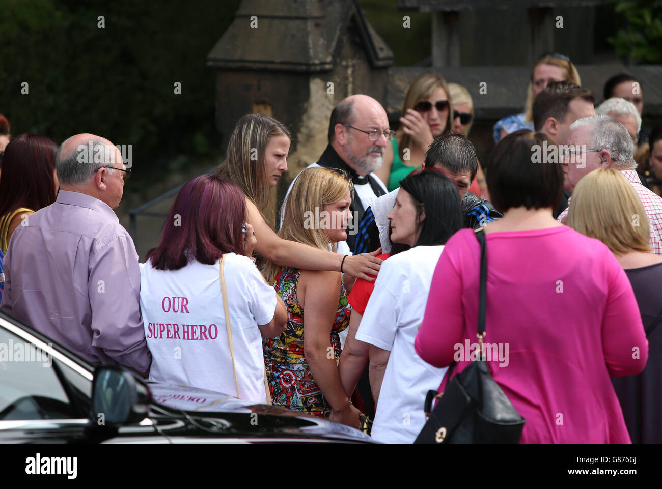 Mourners outside St Thomas and St James Church in Worsbrough Dale ...