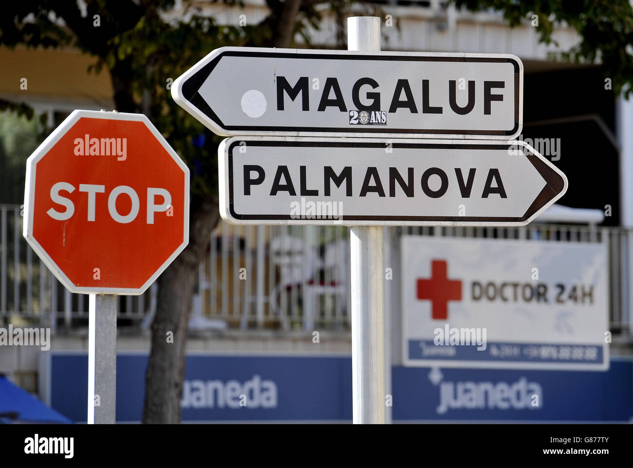 Street signs on the island of Majorca in Spain, as two British police ...