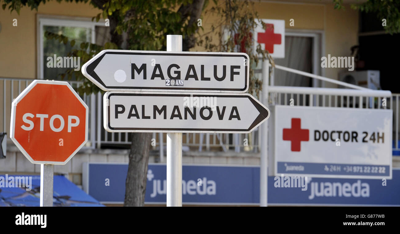 Street signs on the island of Majorca in Spain, as two British police ...