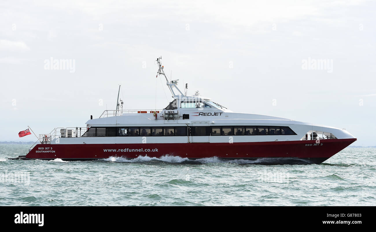 Red funnel redjet red jet ferry catamaran ampics hi-res stock ...