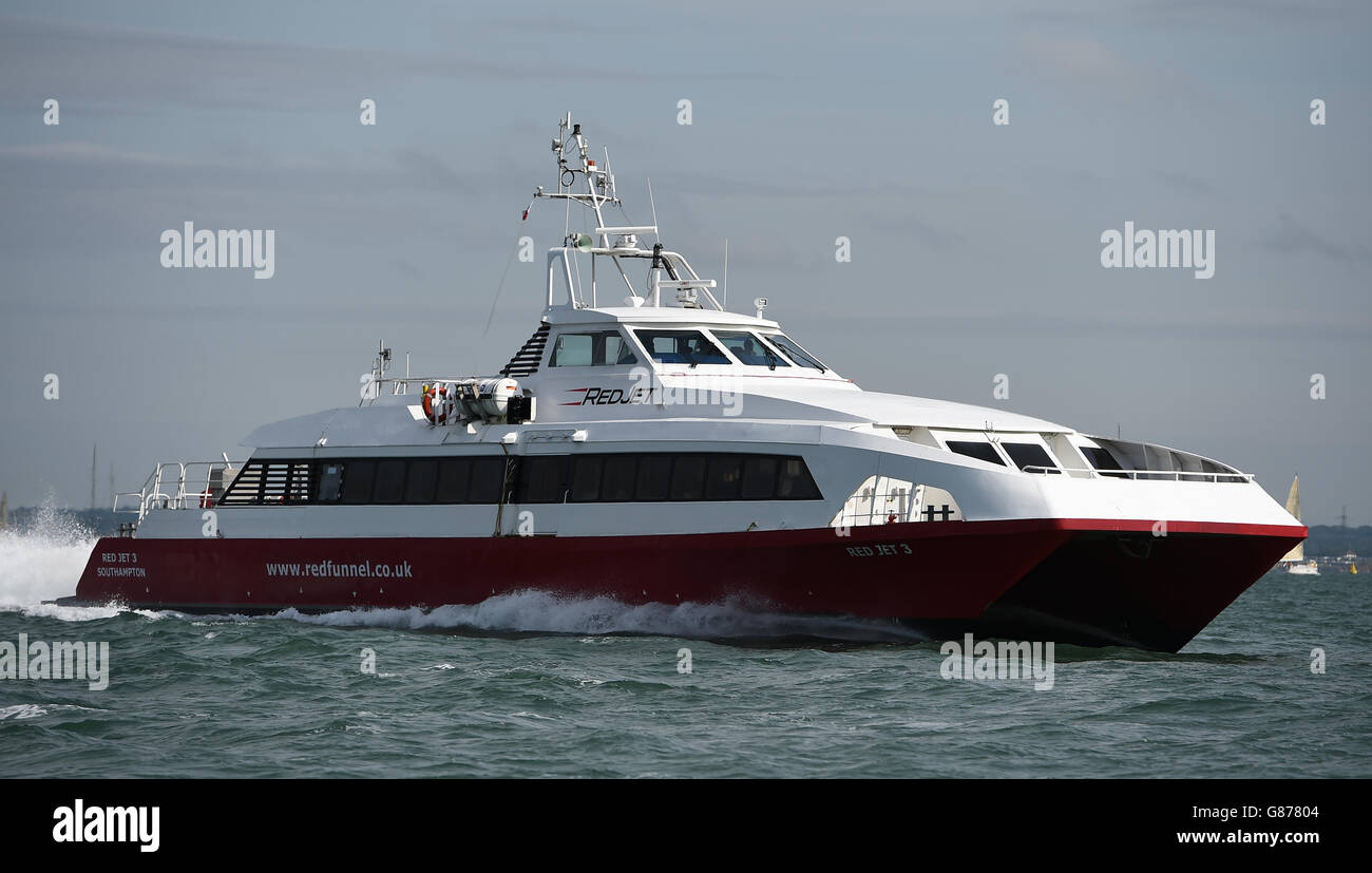 Red funnel redjet red jet ferry catamaran ampics hi-res stock ...
