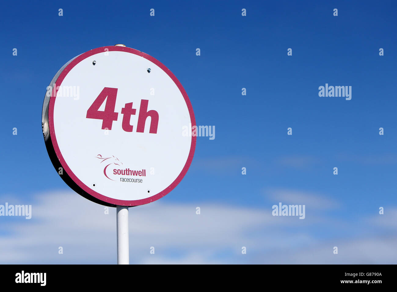 A general view of the fourth place winners sign in the Southwell ...