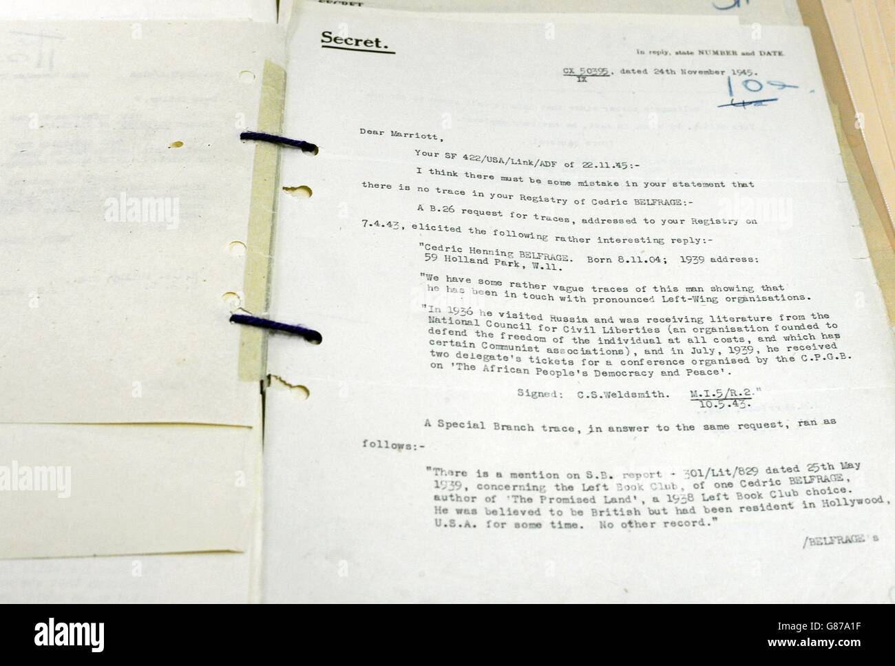National Archives papers released Stock Photo - Alamy