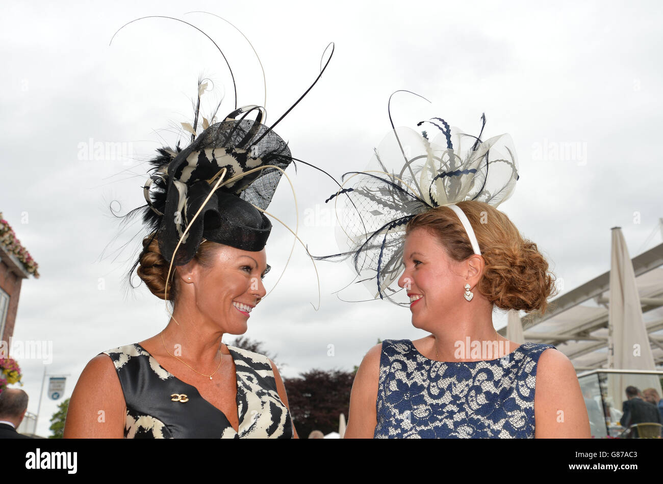 Liz Akroyd and Leigh Connelly from Hull arrive for Ladies Day during ...