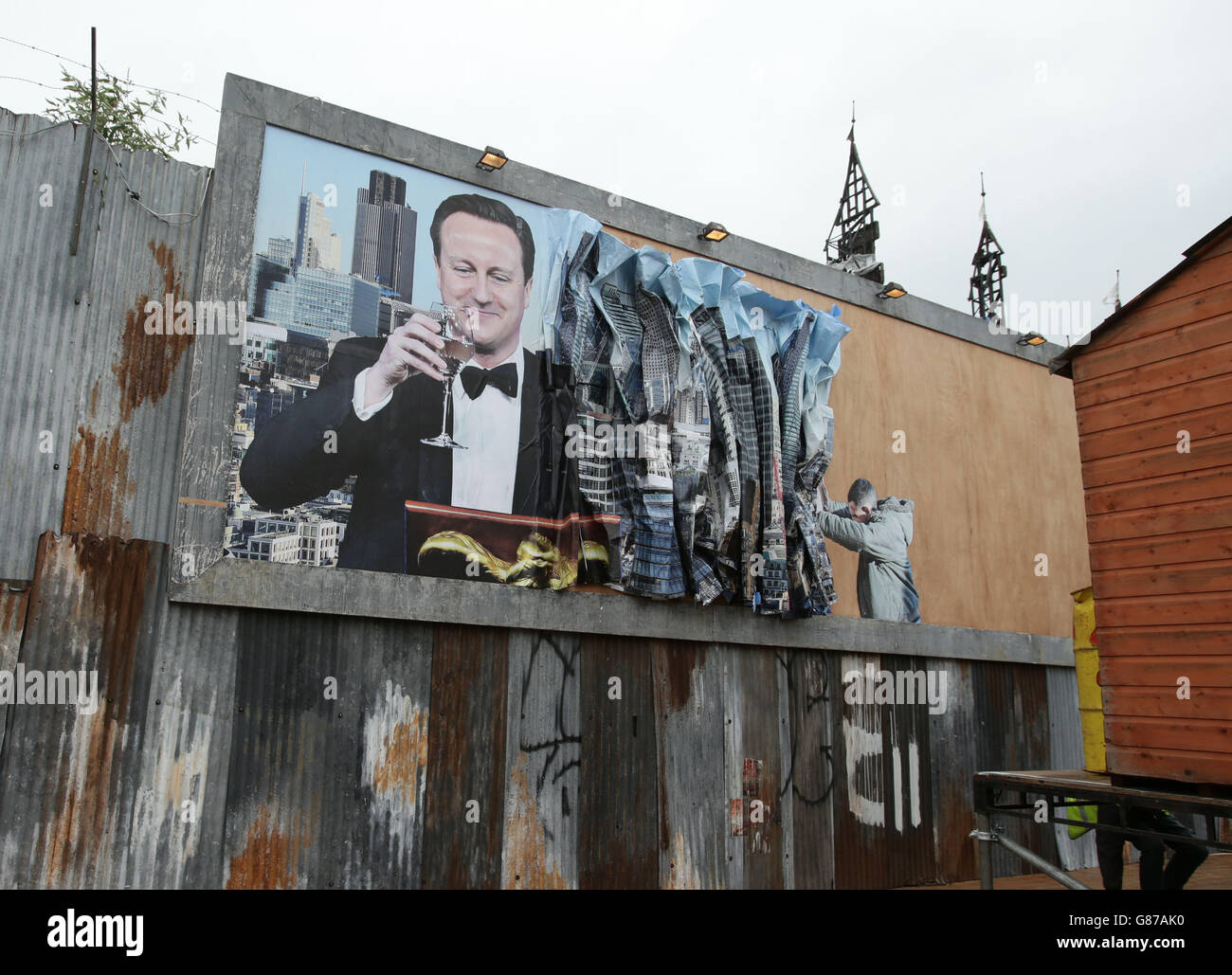 An artwork by Peter Kennard and Cat Phillips on display at Dismaland ...