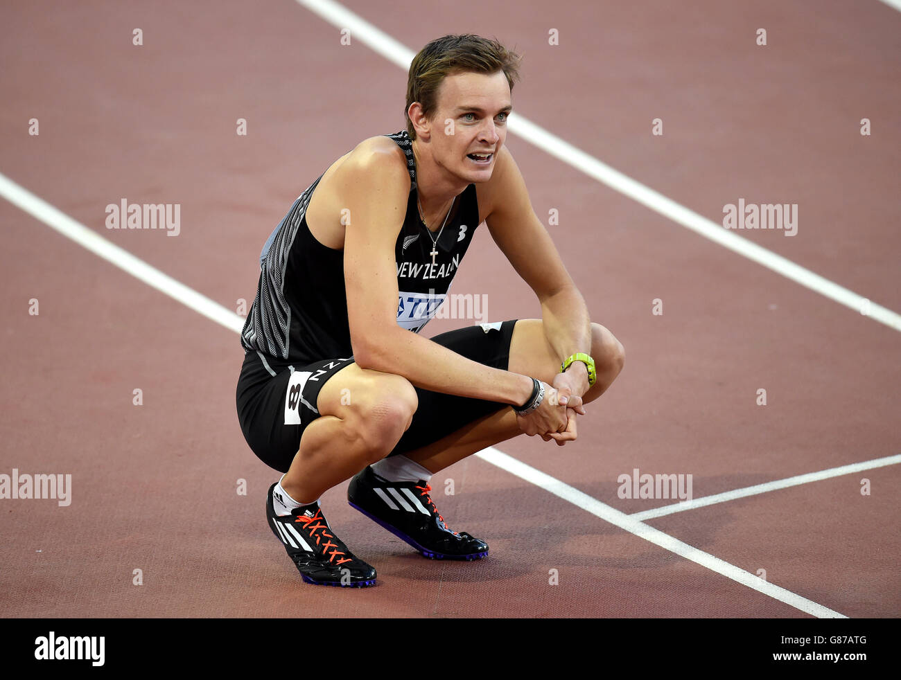 New Zealand's Michael Cochrane after the Men's 400 Metres Hurdles heats ...