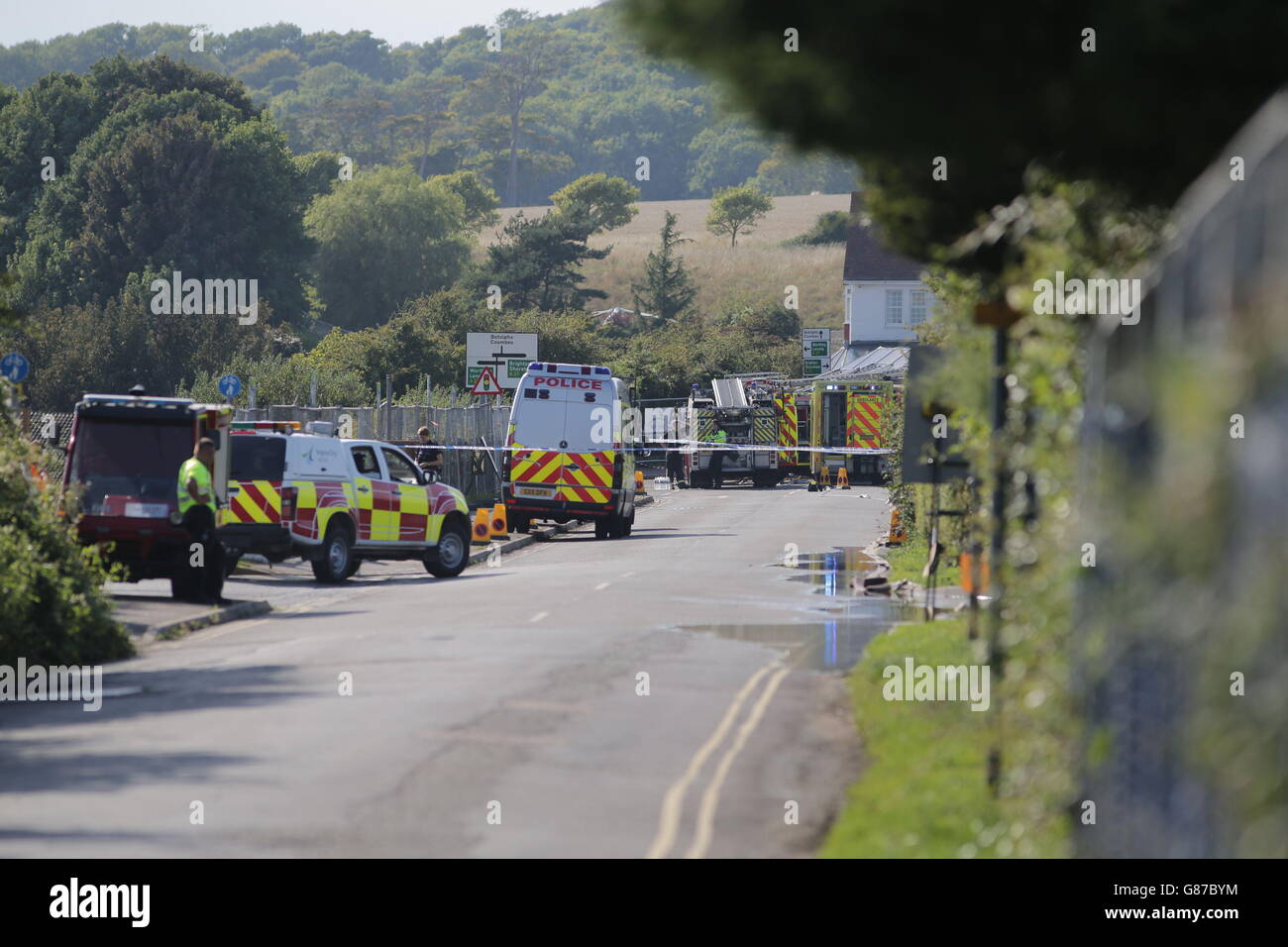 A road closure near the A27 as seven people have died after a plane ...