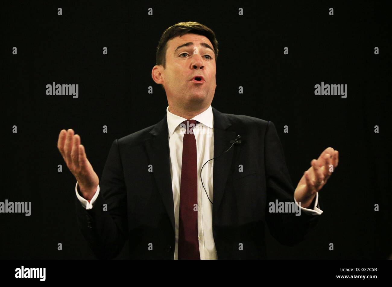 Labour leadership hopeful Andy Burnham speaks during a campaign rally ...