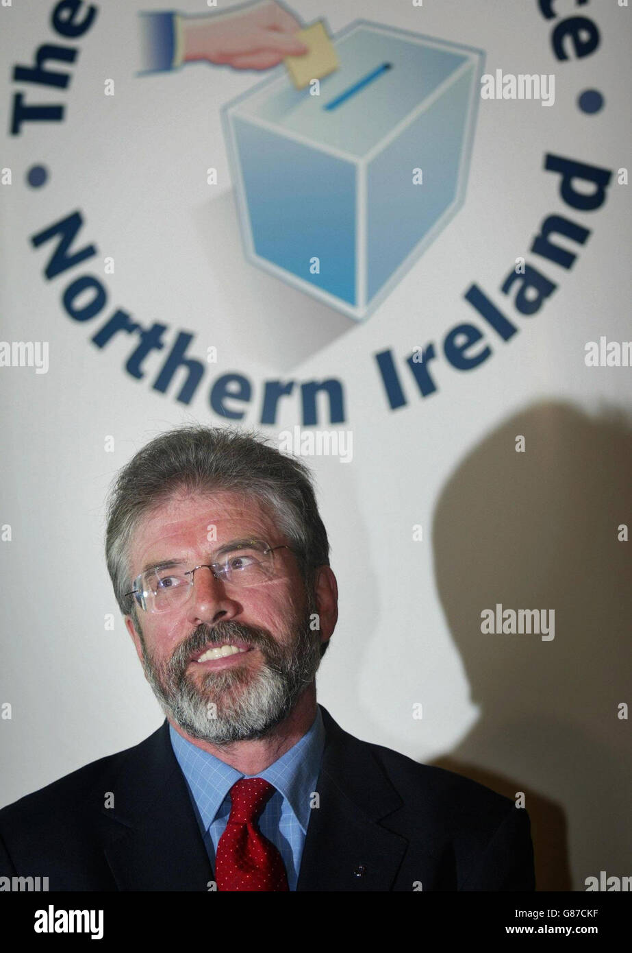 Sinn Fein President Gerry Adams MP at the count in City Hall Stock ...