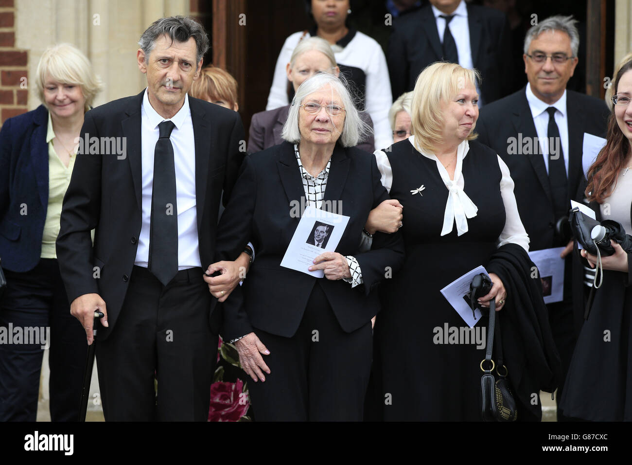 Family members attending the funeral of actor Stephen Lewis, including ...