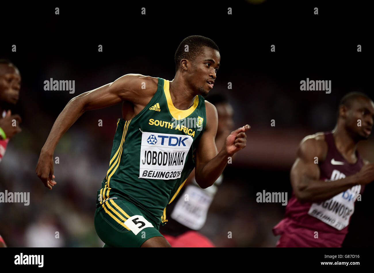 South Africa's Anaso Jobodwana during Heat 7 of the 200m during day ...