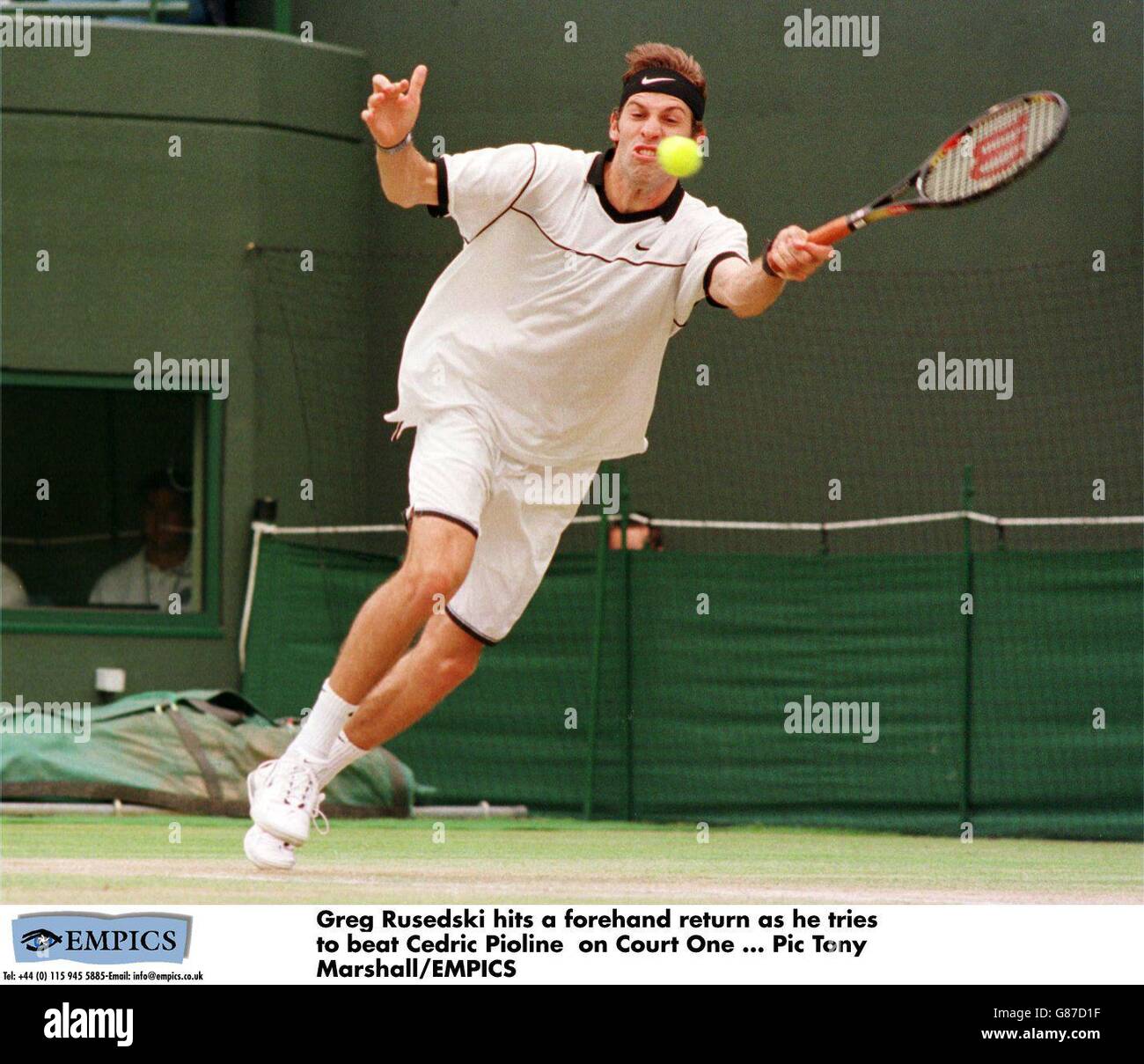 Tennis - Wimbledon Championships - Greg Rusedski v Cedric Pioline Stock ...