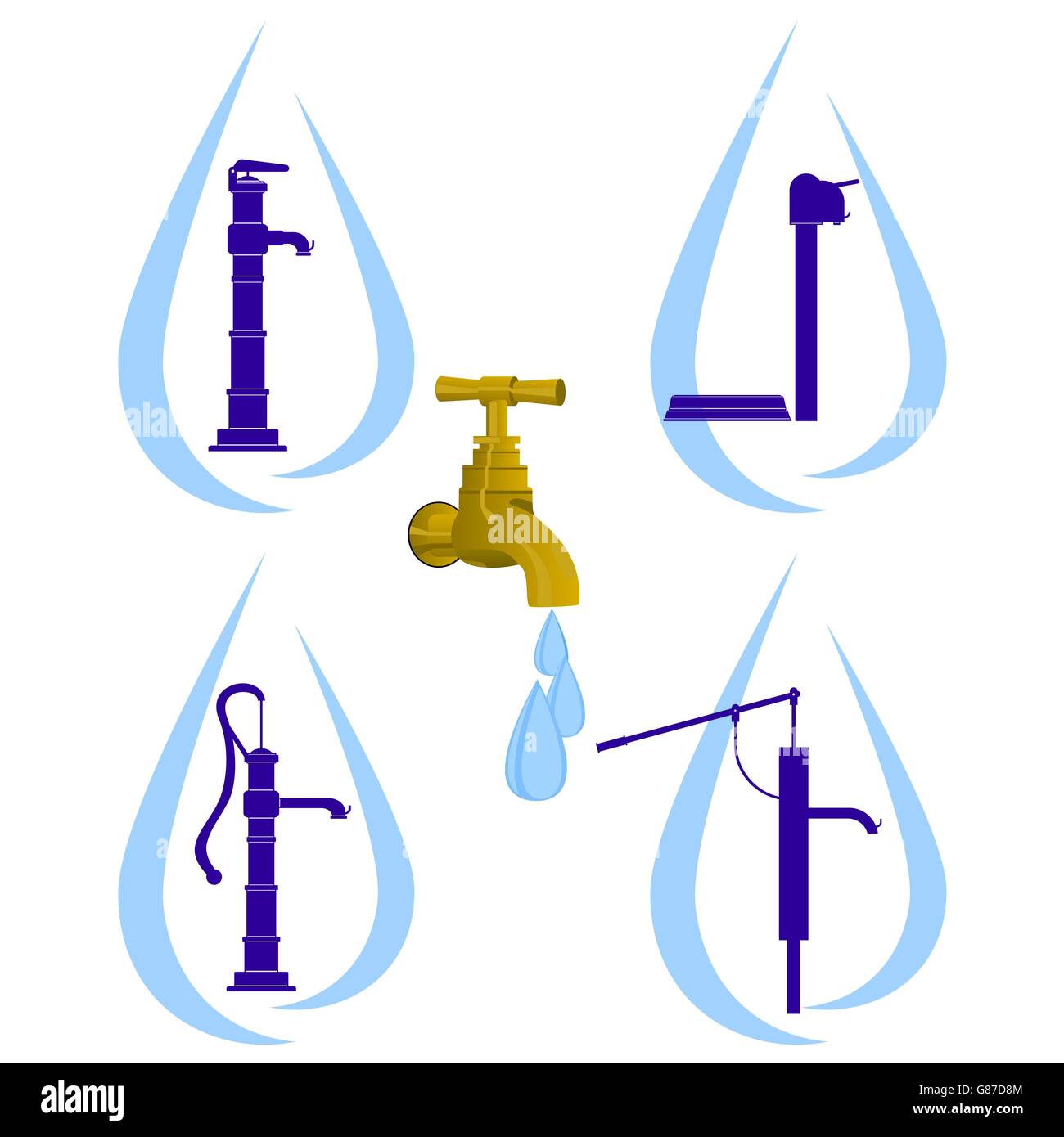 Set of icons with standpipes. The illustration on a white background ...