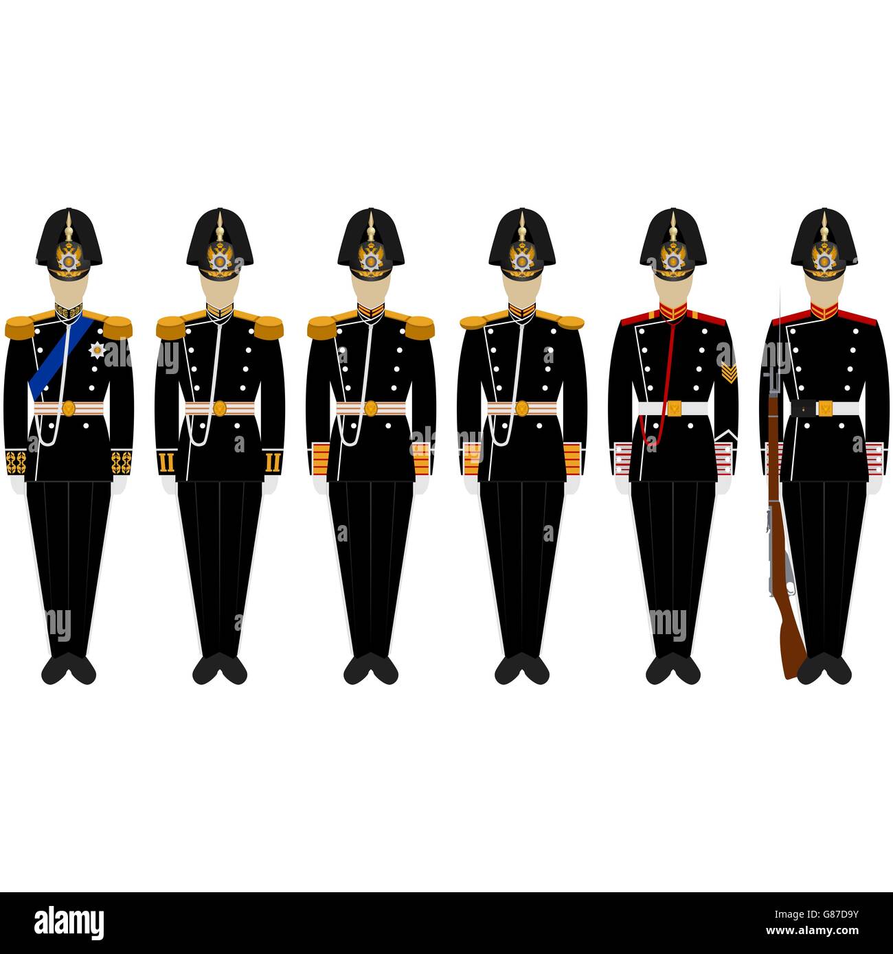 Fancy Dress Uniform Admiralty Battalion. The illustration on a white ...