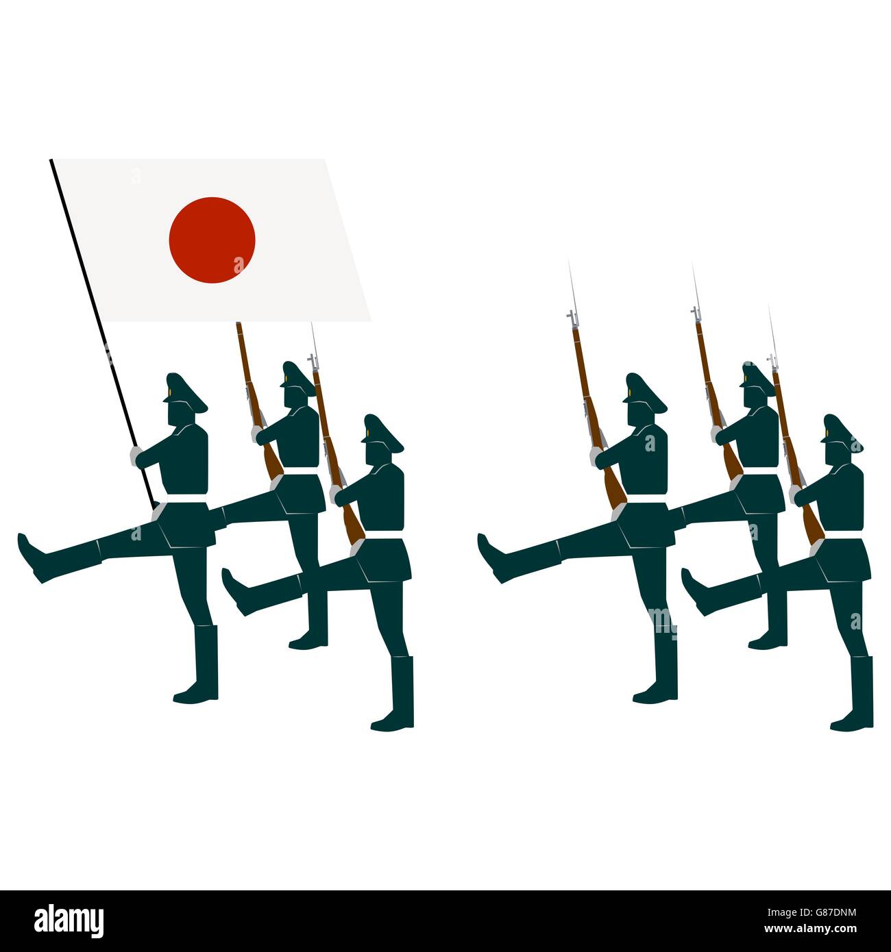 Soldiers Guard of Honour with a flag. The illustration on a white ...