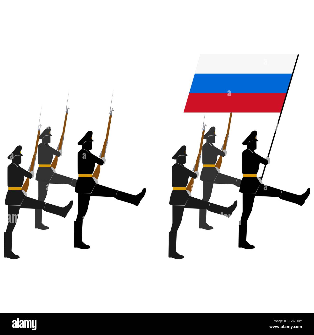 Soldiers Guard of Honour with a flag. The illustration on a white ...