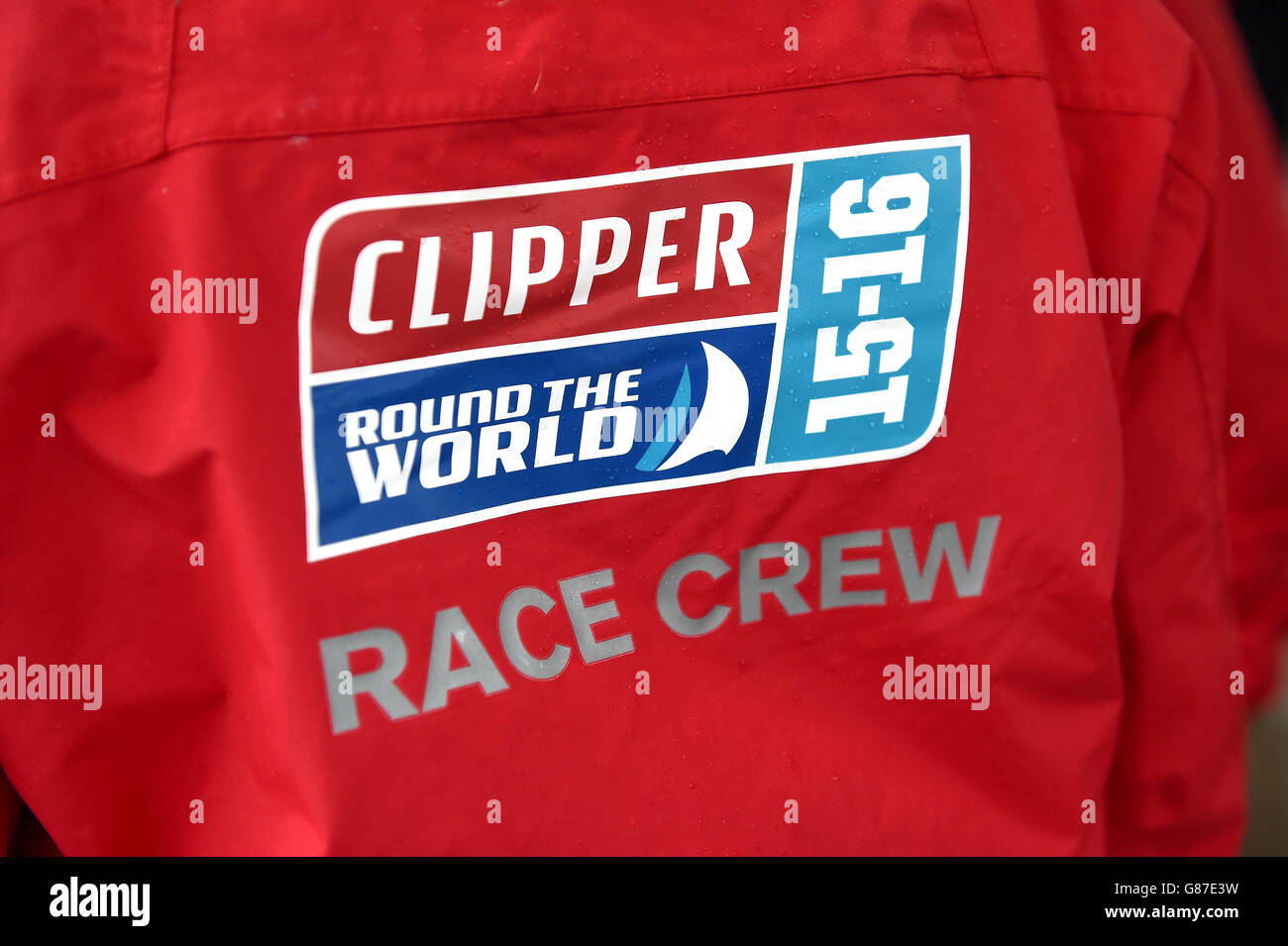 Detail of Clipper Round the world Race 15-16 Race Crew jackets worn ...