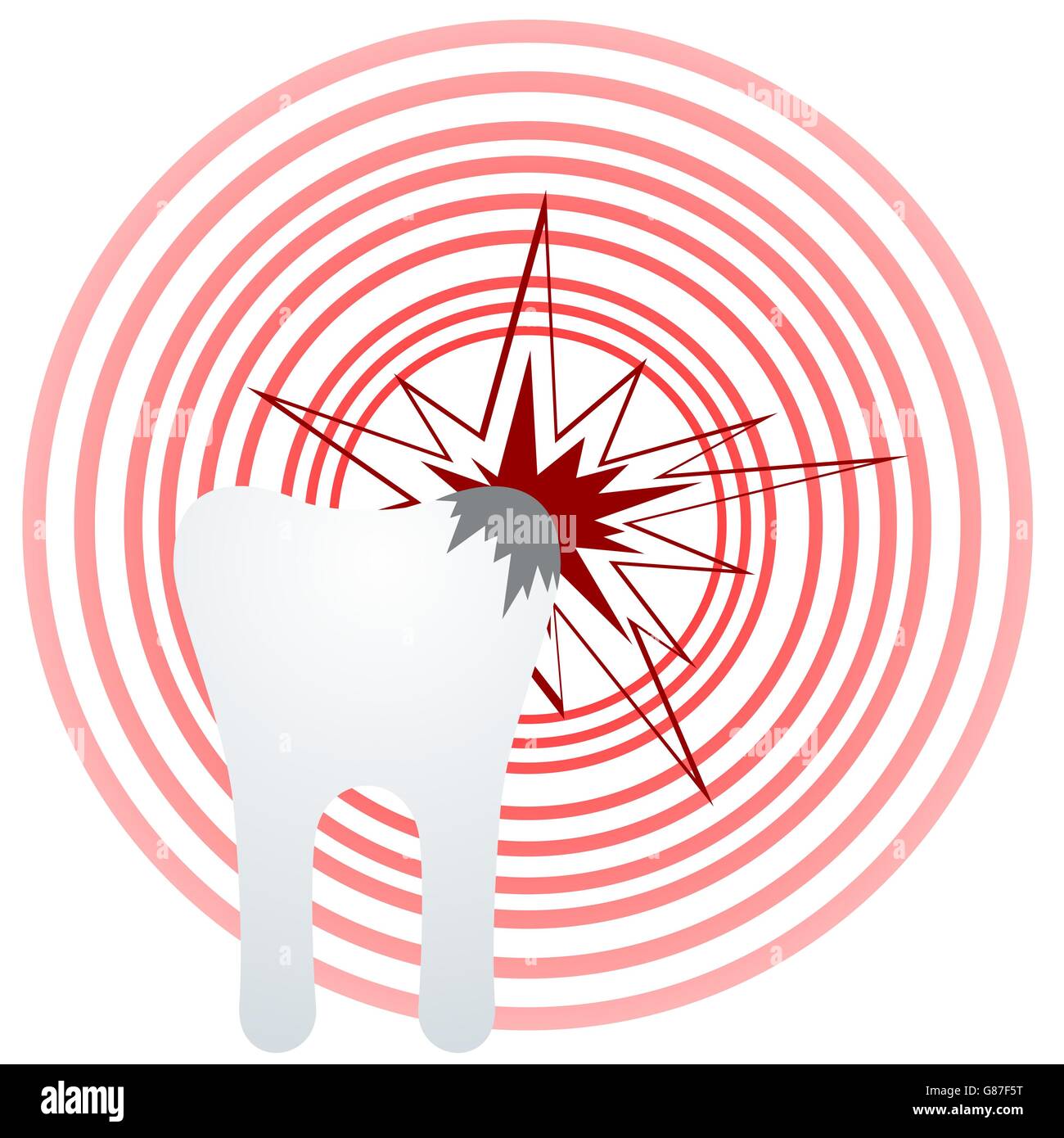Abstract image of a toothache. The illustration on a white background ...