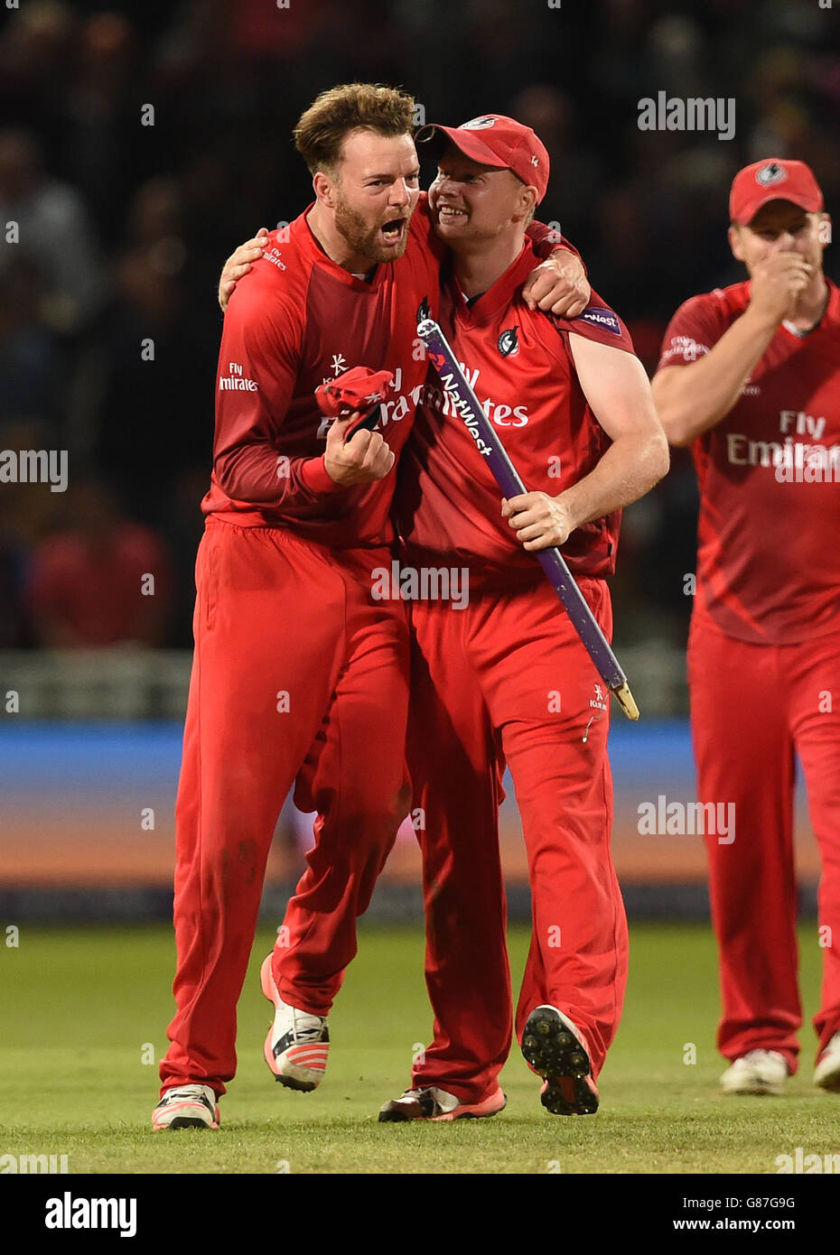 Lancashire Lightning's Arron Lilley (left) and Karl Brown celebrate ...
