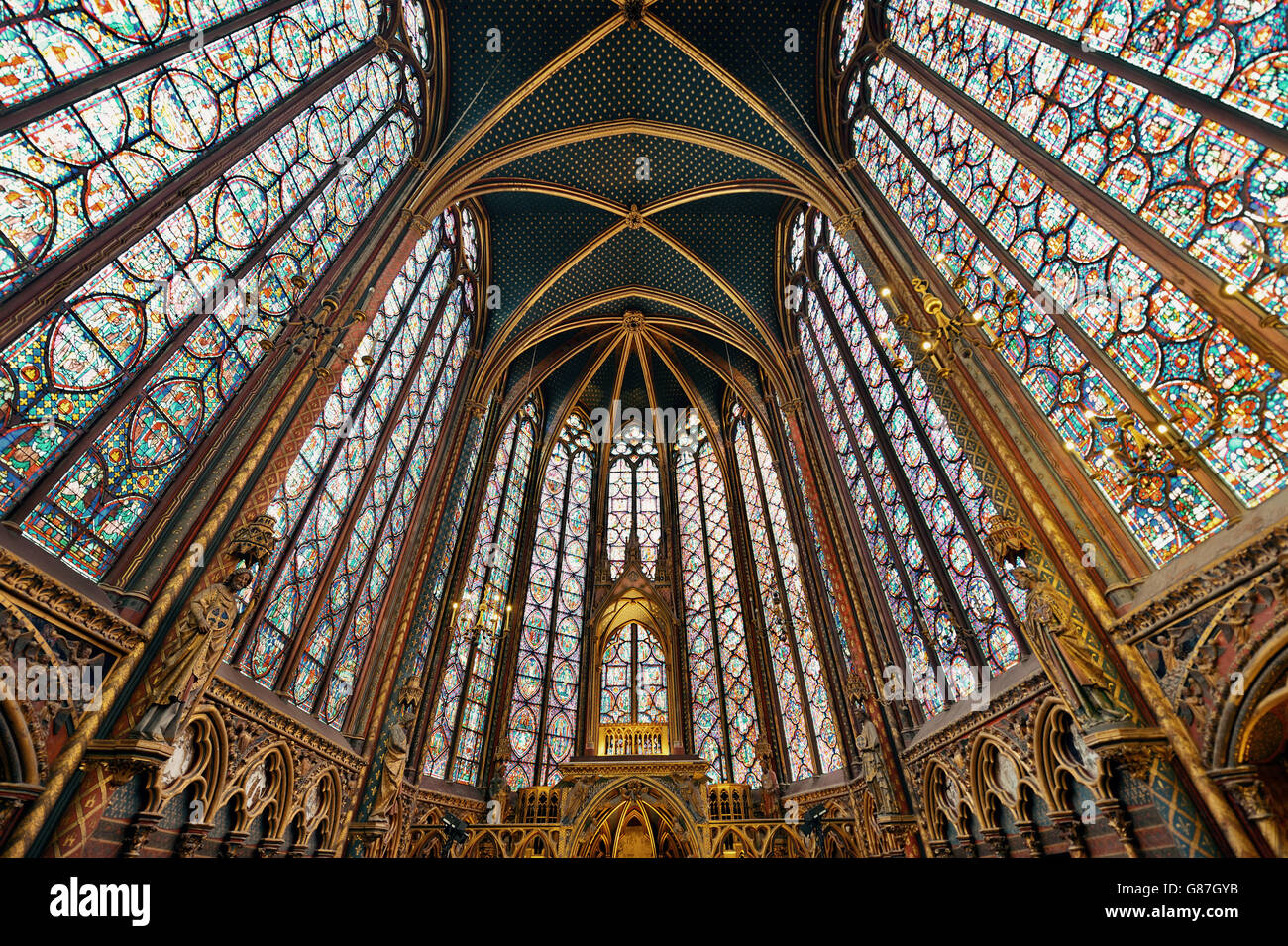 PARIS, FRANCE - MAY 13: Stained glass pattern in Sainte Chapelle on May ...