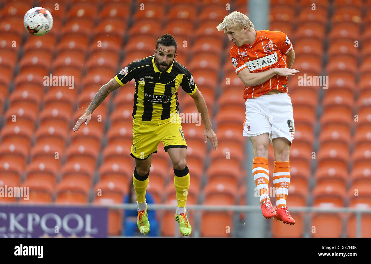 Blackpool's Mark Cullen and Burton Albion's Robbie Weir Stock Photo - Alamy