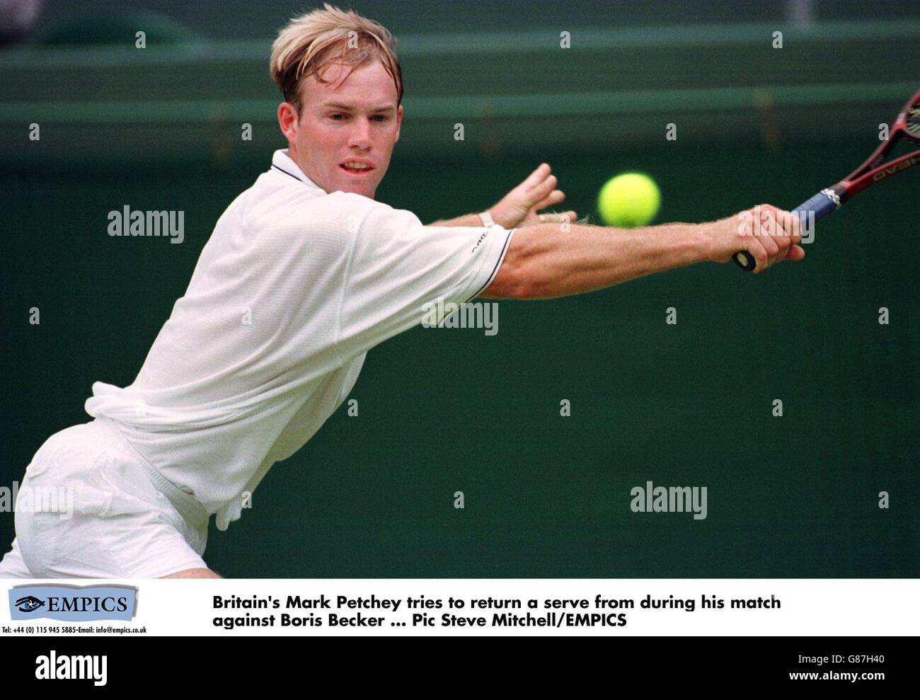 Tennis - Wimbledon Championships - Mark Petchey v Boris Becker Stock ...