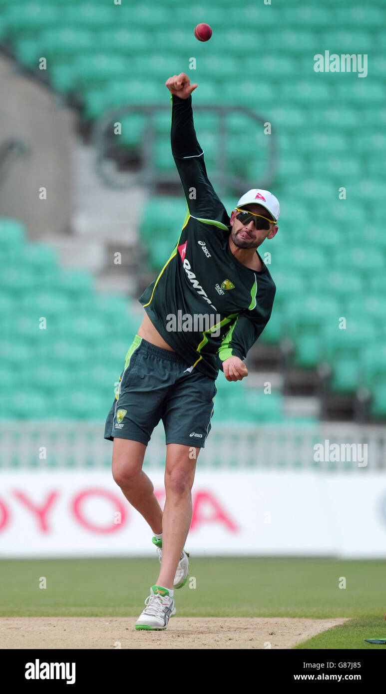 Australia's Nathan Lyons during the nets session at The Oval, London ...