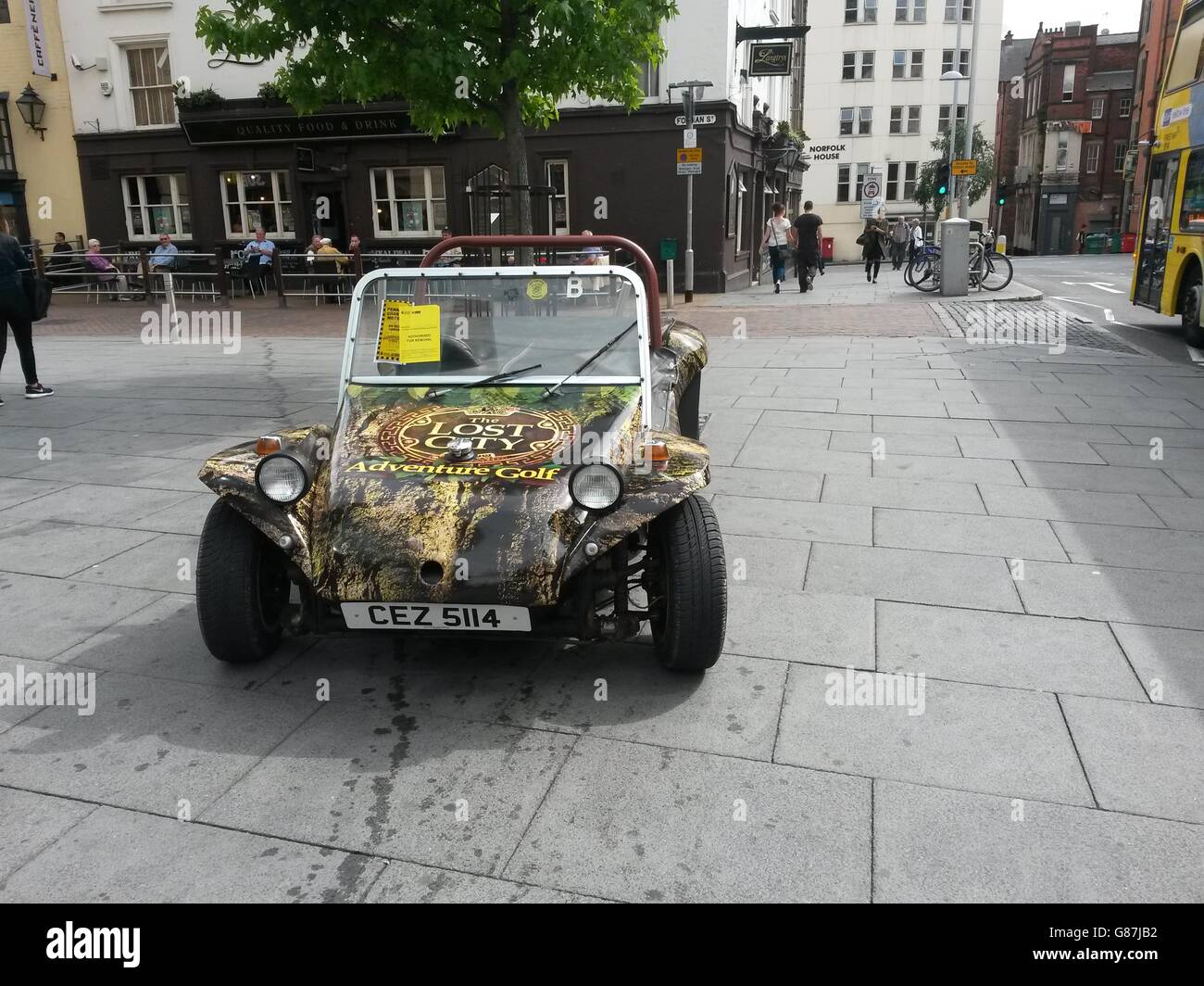 A dune buggy parked outside the Corner House complex in Nottingham city ...