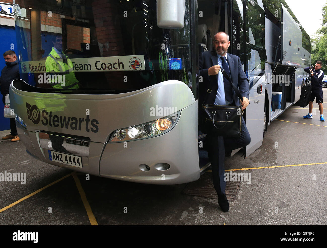 Reading manager Steve Clarke gets off the team coach before the game ...