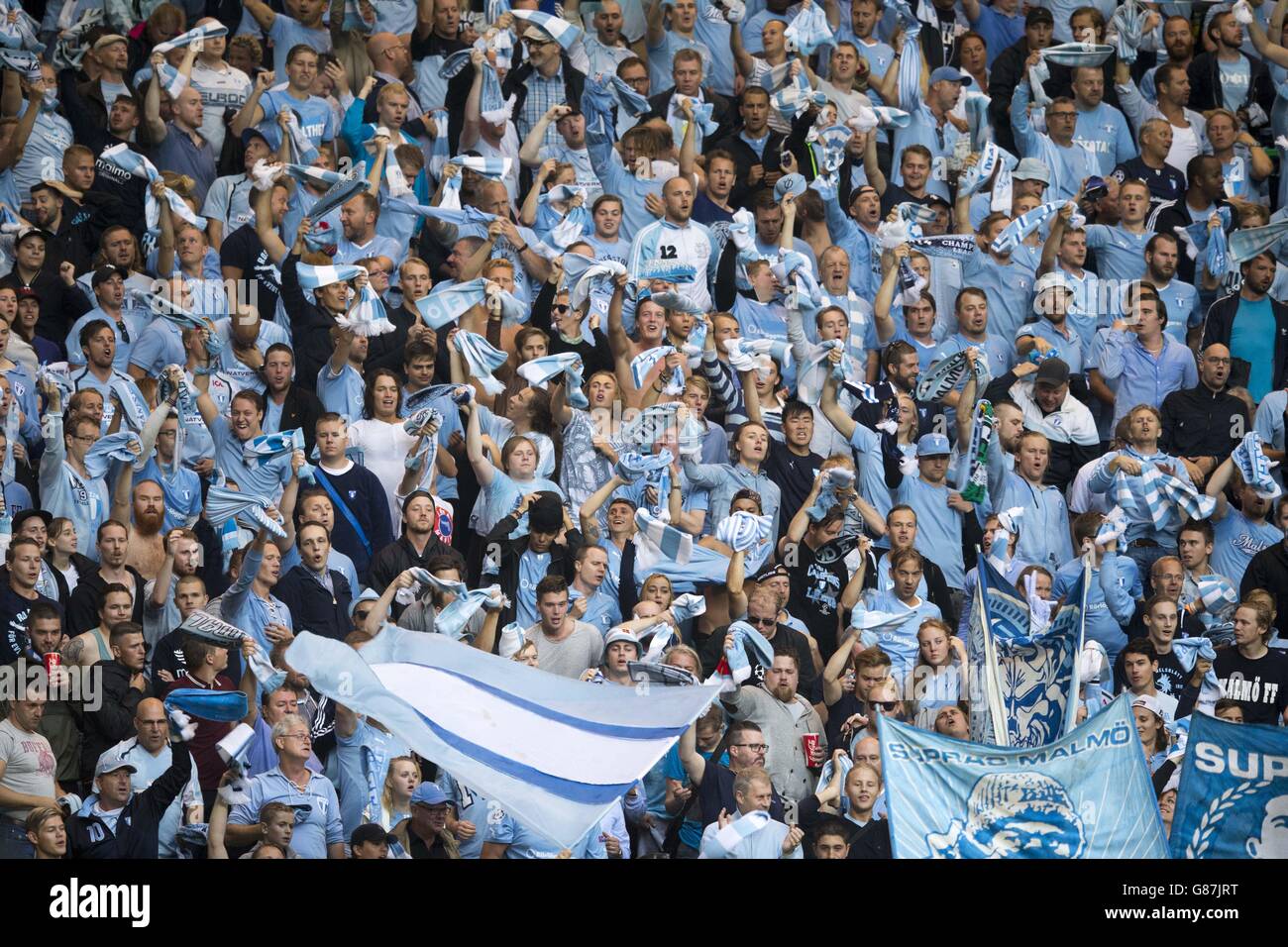 Malmo fans before uefa champions league qualifying hi-res stock ...