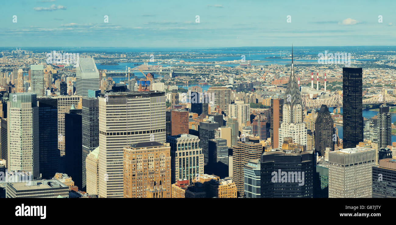 New York City Manhattan east side view panorama with skyscrapers and ...